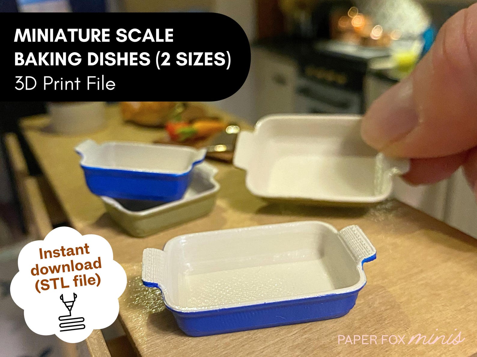 STL File: Dollhouse Miniatures Baking Dishes Digital File for 3D ...