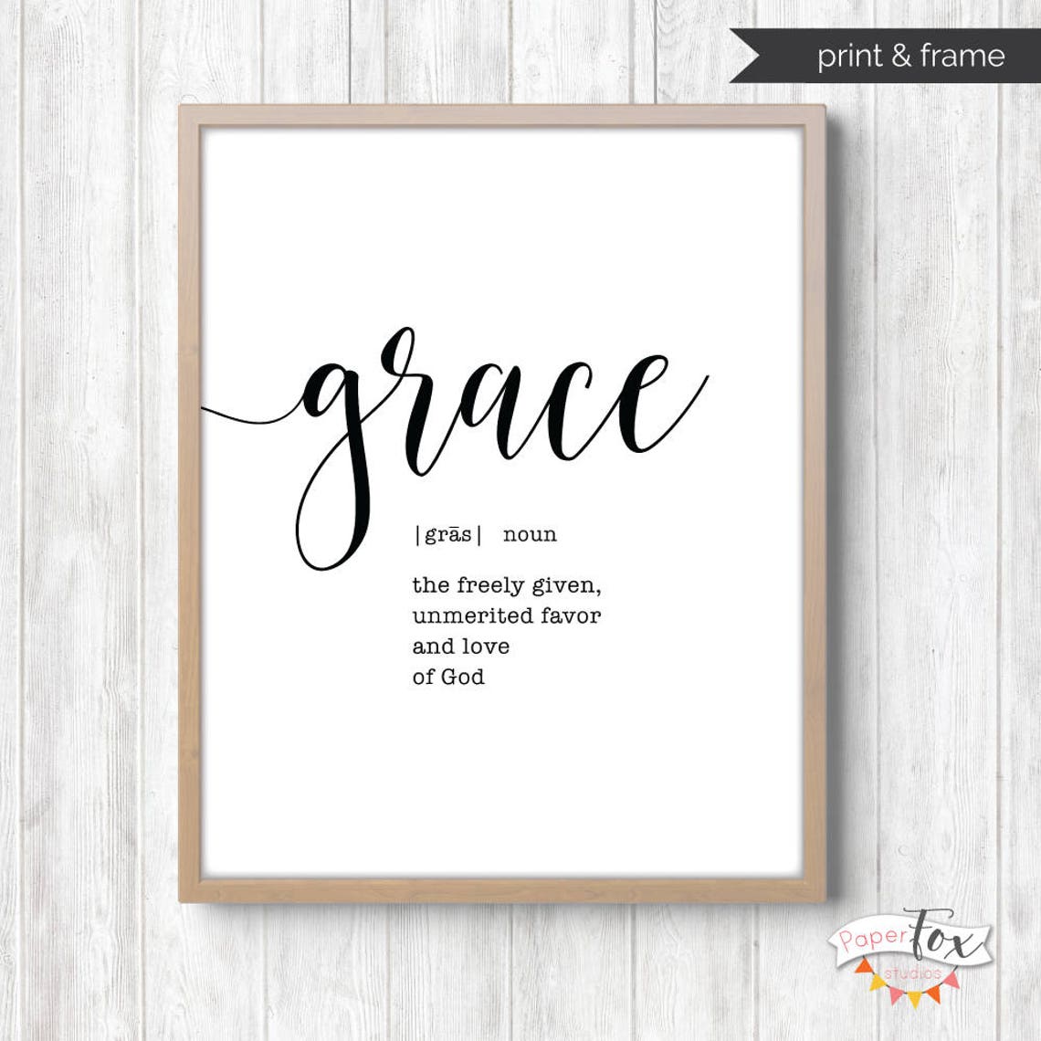 Grace Print Printable Wall Art Scripture Wall Art Farmhouse | Etsy
