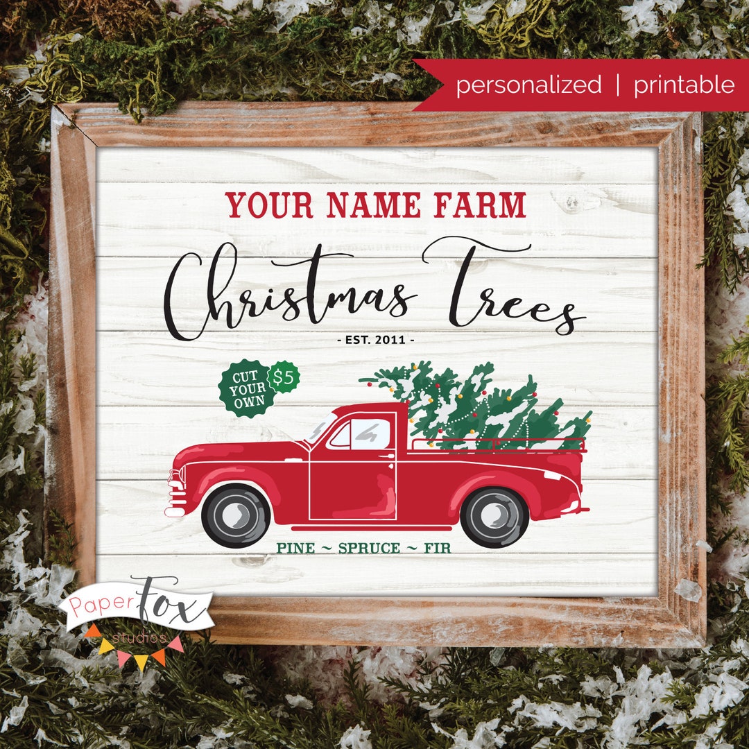 Personalized Christmas Tree Printable Sign, Christmas Tree Farm Sign ...