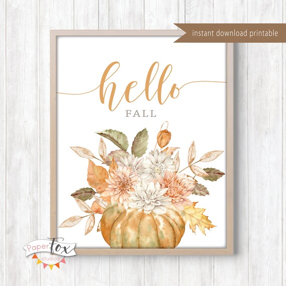 Hello Fall Printable Sign Fall Decor Fall Printable - Etsy