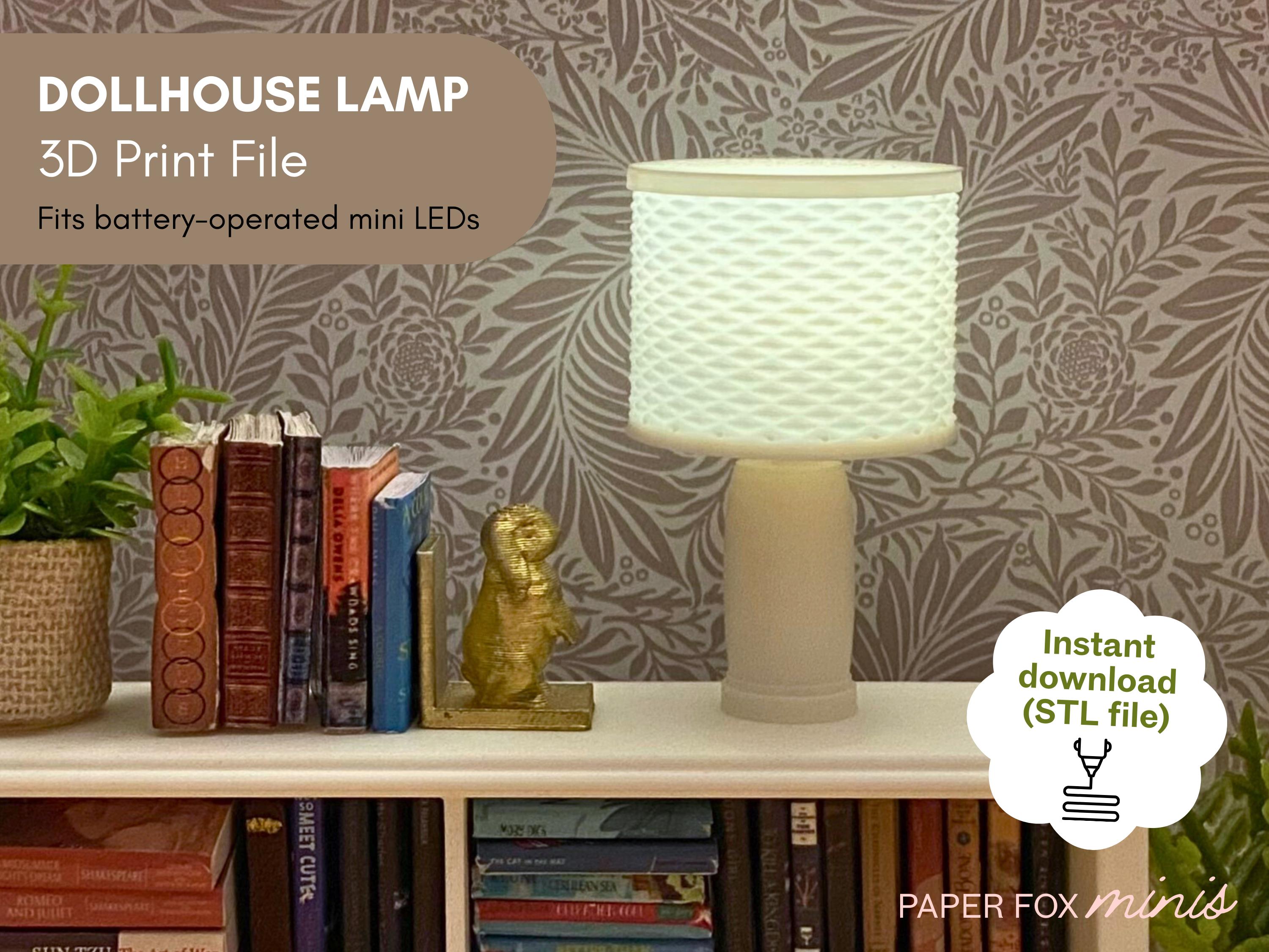 Dollhouse Lamp STL Digital File for 3D Printing, LED Battery Lights ...