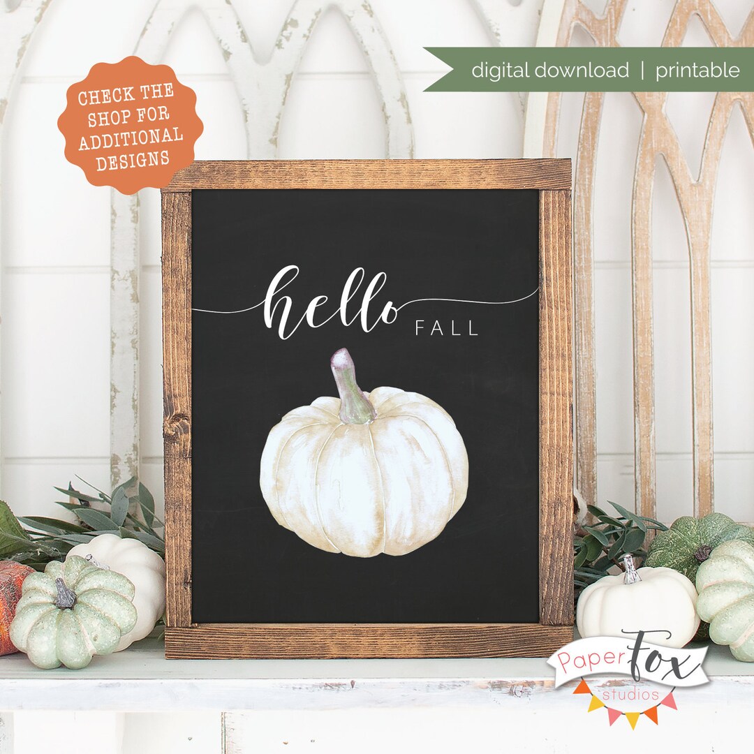 Hello Fall Sign Fall Printable Decor Fall Decor - Etsy