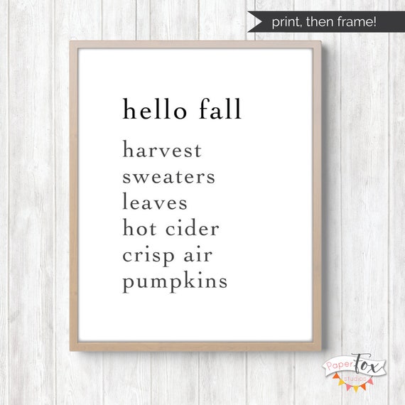 Hello Fall Sign Fall Printable Decor Fall Decor | Etsy