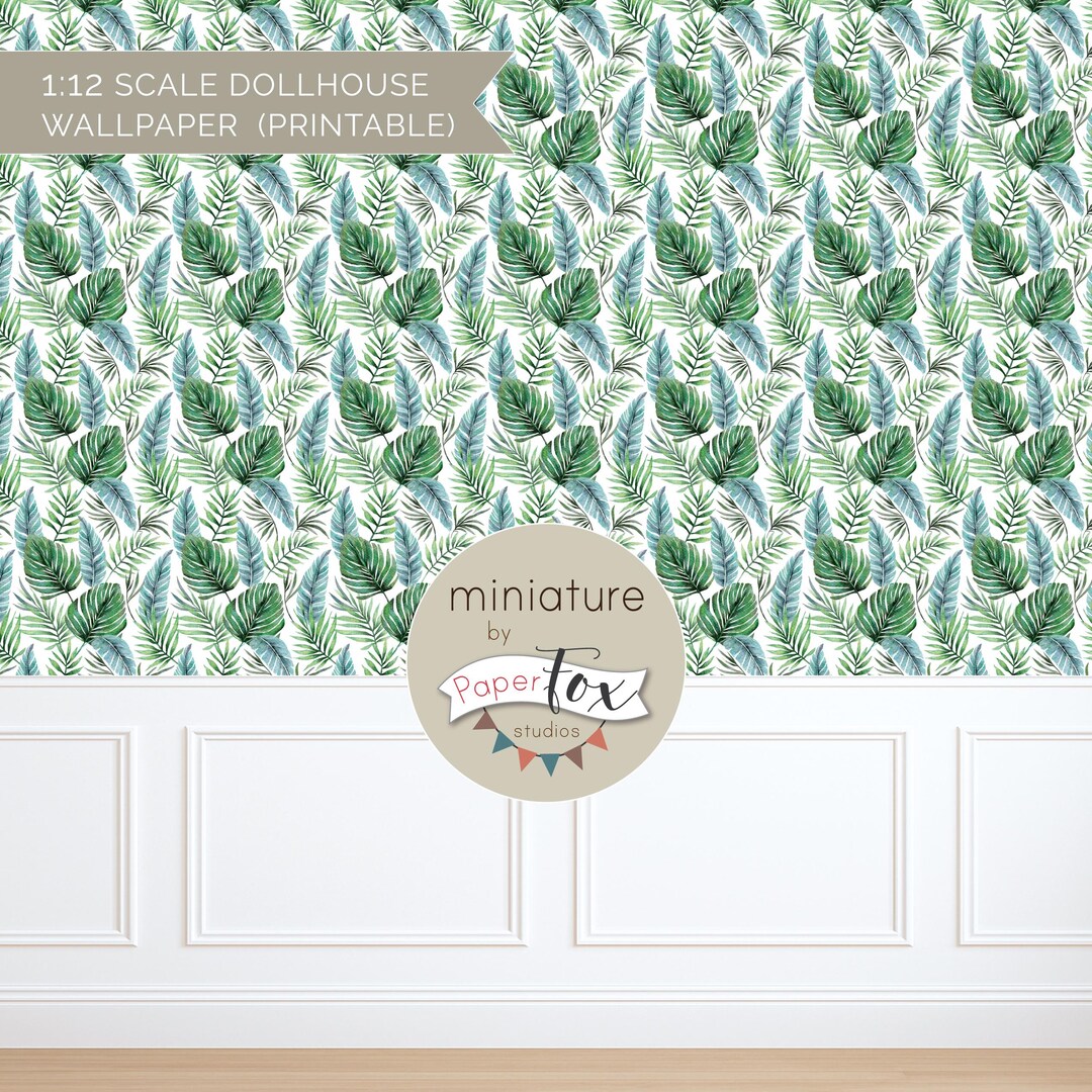 Dollhouse Miniature Wallpaper Printable, Tropical Leaves Pattern (JPG ...