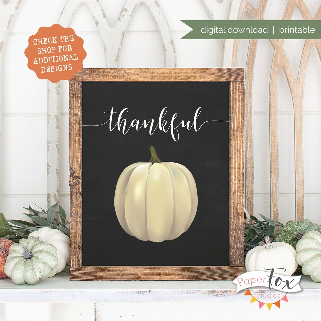 Thankful, Printable File, Fall Printable Decor, Wall Art - Etsy