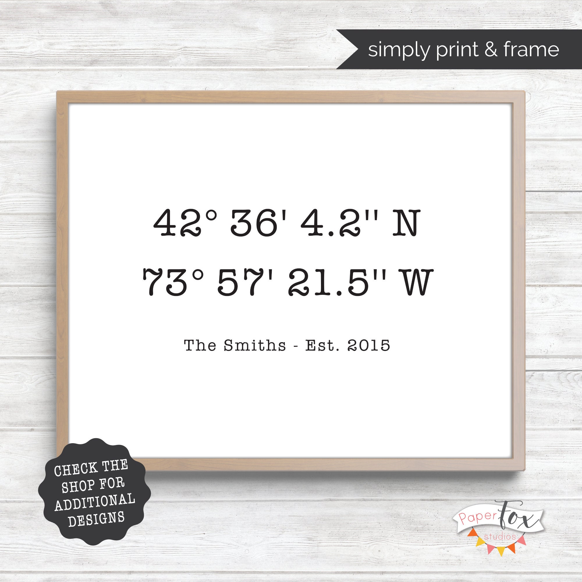 GPS Coordinates Sign Customized With Your Phrase, Printable File (JPG ...