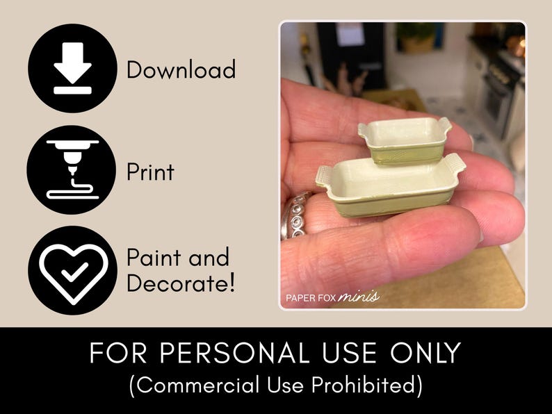 STL File: Dollhouse Miniatures Baking Dishes Digital File for 3D ...
