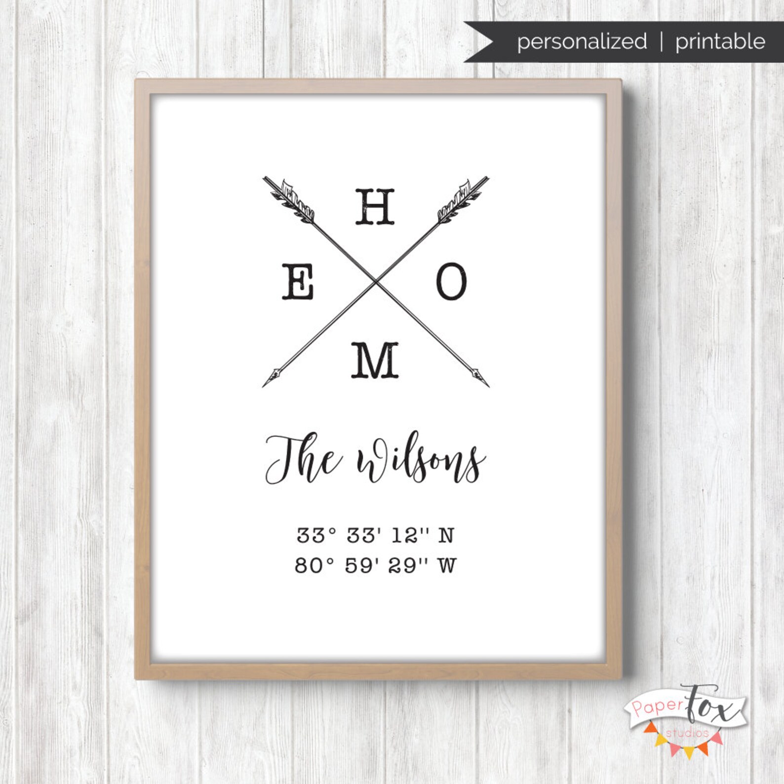 Printable GPS Coordinates Sign (JPG), GPS Coordinates Gift ...