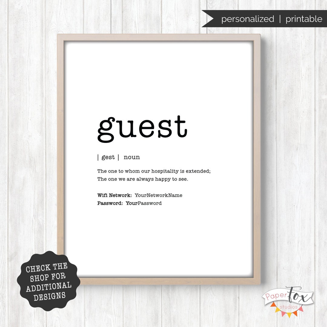 Customized Guest Wifi Sign (printable) Featuring Your Network and ...