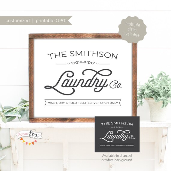 Personalized Laundry Room Sign Featuring Your Last Name | Etsy