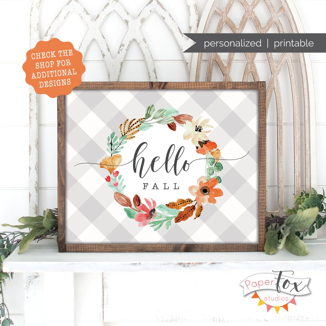 Hello Fall Sign, Fall Printable Decor, Fall Decor, Thanksgiving ...