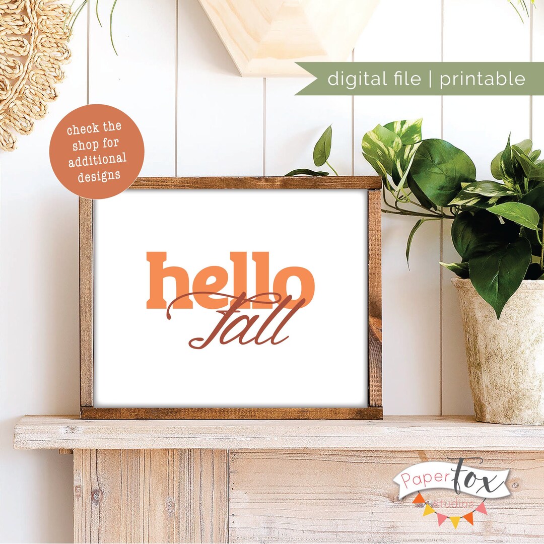 Hello Fall Printable Sign, Modern Boho Fall Decor, Thanksgiving ...