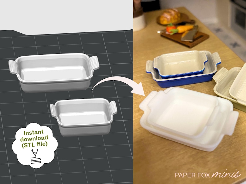 STL File: Dollhouse Miniatures Baking Dishes Digital File for 3D ...