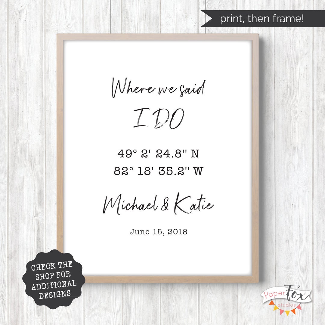 Printable GPS Coordinates Sign, Wedding Location, Personalized Wedding ...