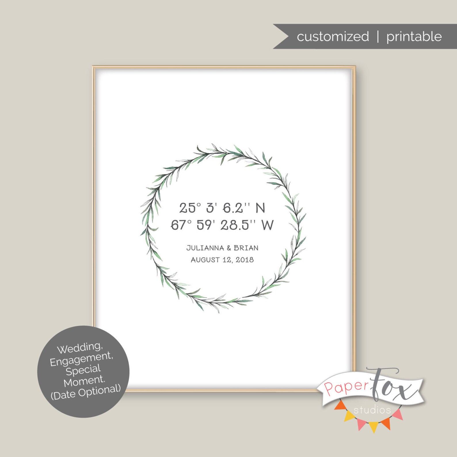Printable GPS Coordinates Sign Wedding Location Personalized - Etsy