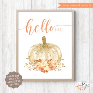 Hello Fall Sign, Fall Decor, Fall Printable, Thanksgiving Printable ...