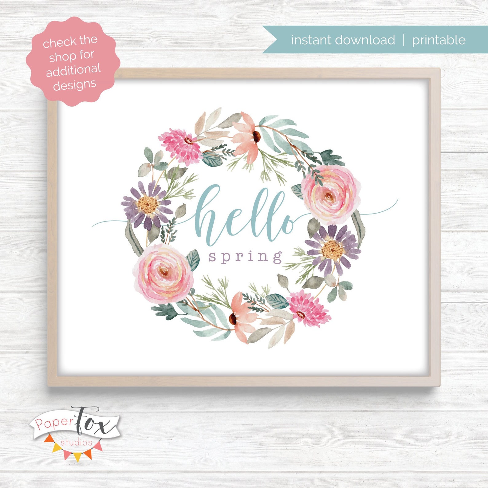 Hello Spring, Spring Printable, Spring Decor, Hello Spring Wall Art ...