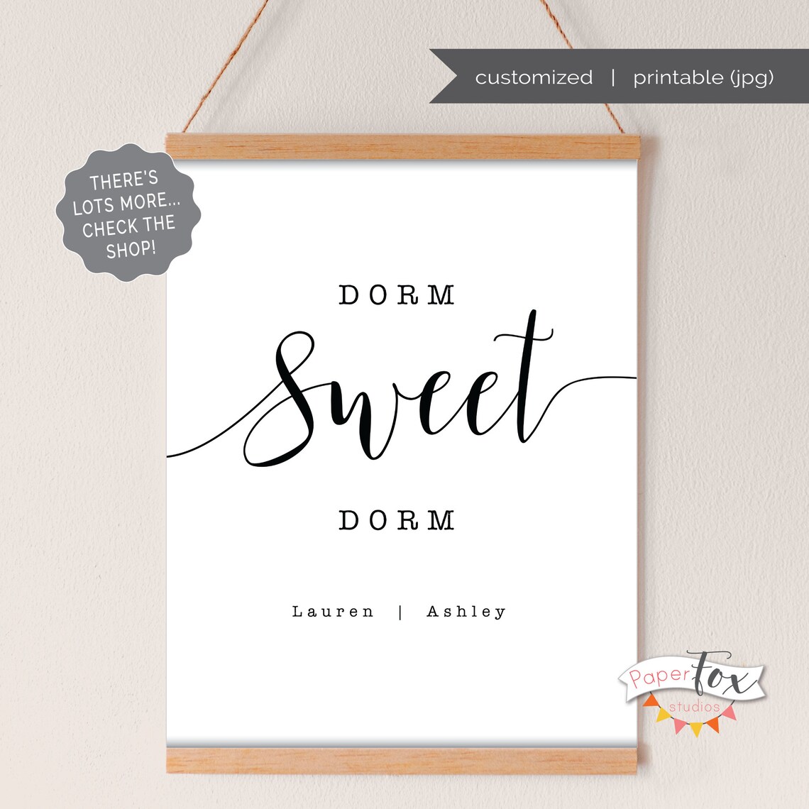 Personalized Dorm Room Decor printable JPG File Featuring - Etsy