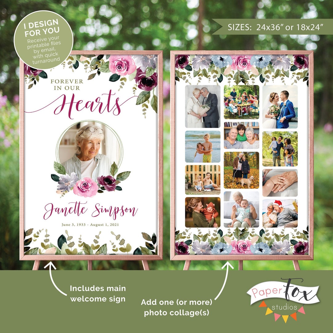 Funeral or Memorial Welcome Sign With 1 (or More) Photo Collage Board(s ...