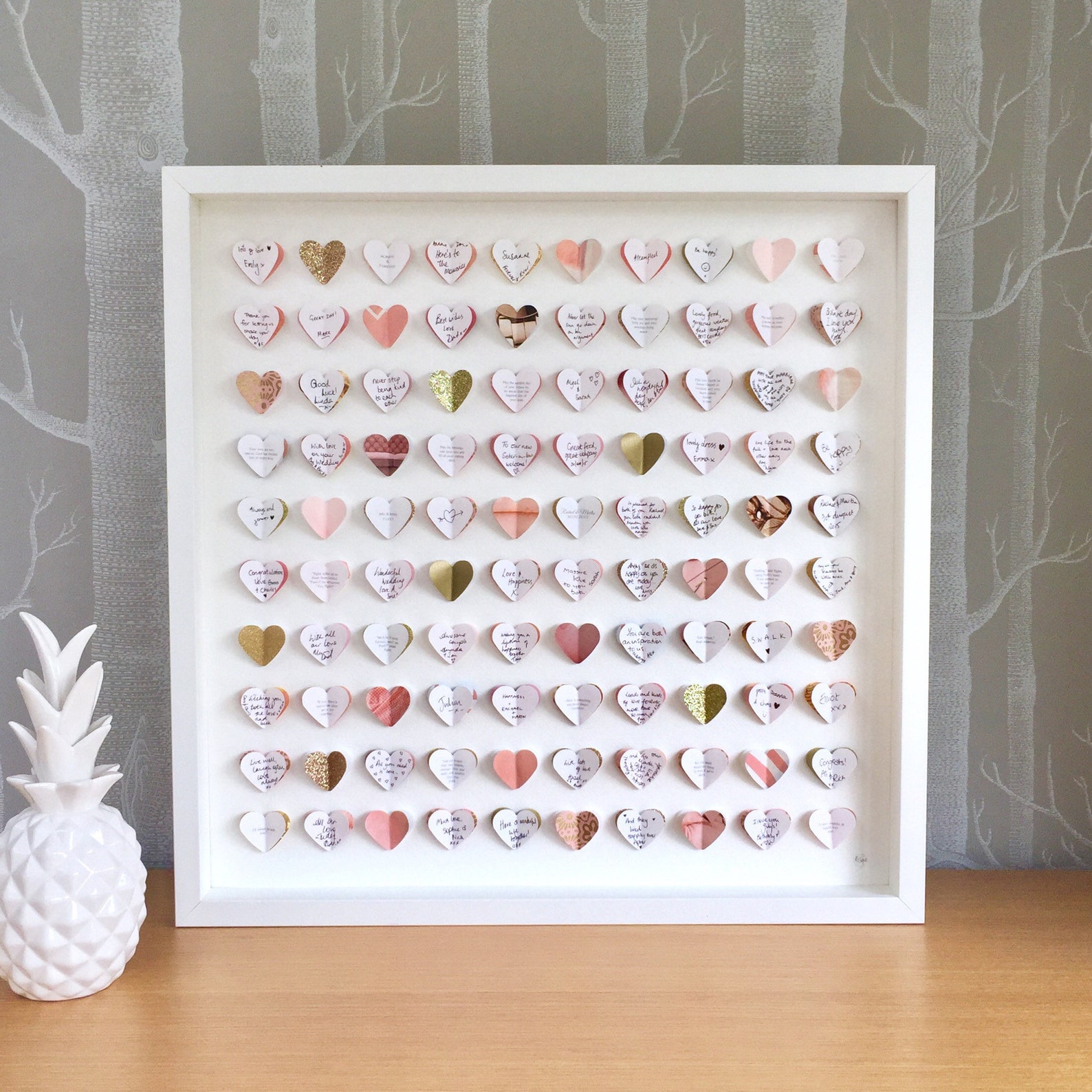 Modern Guest Book Framed Wall Art Blush Pink and Gold - Etsy UK
