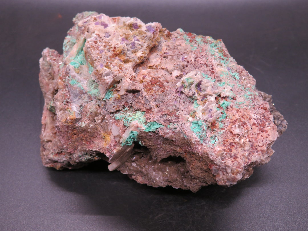 Fluorite, Barite, Malachite on Limonite - Ojuela Mine, Mapimi, Mexico ...