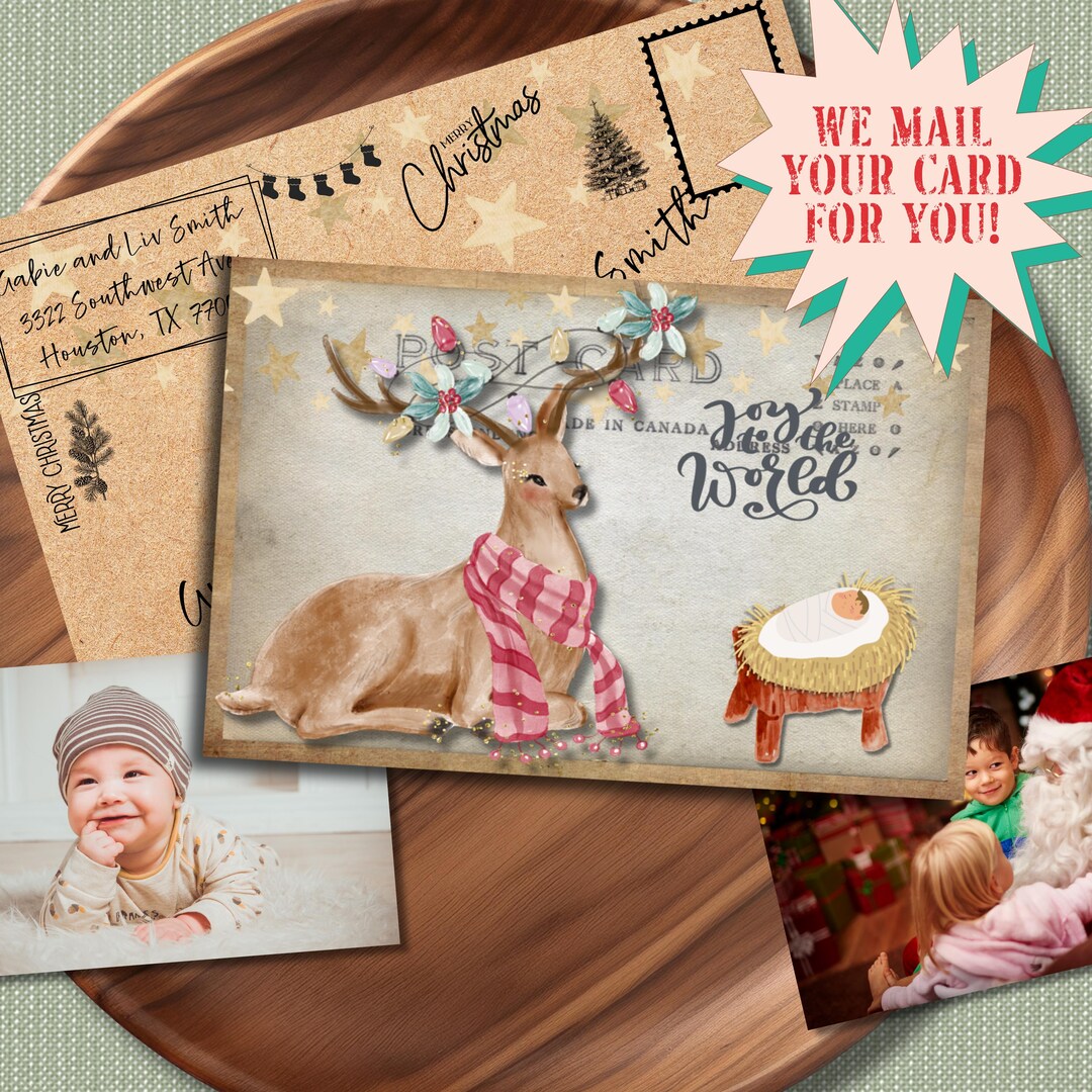 Mail a Real Christmas Card Cute Retro Christmas Card Vintage Design ...