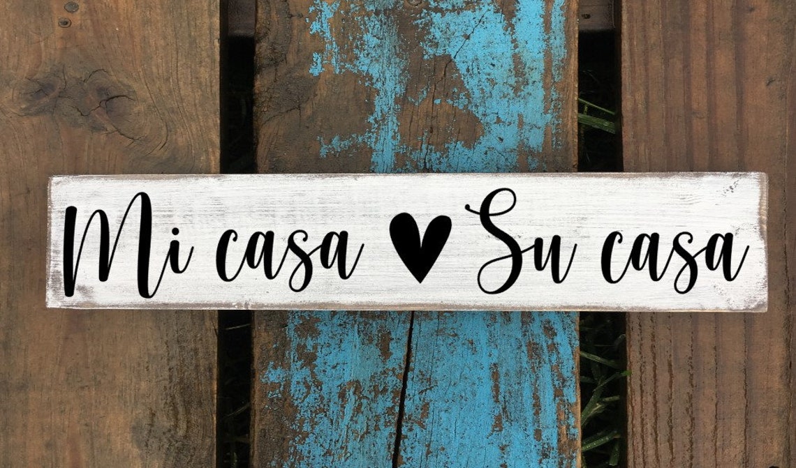 Mi casa su casa wood sign Spanish kitchen sign. Mexican home | Etsy
