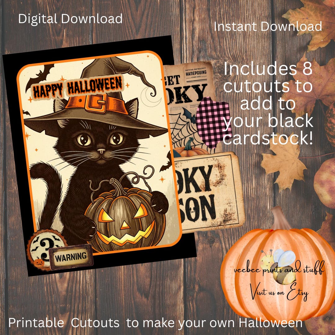 DIY Halloween Greeting Card Kit Cute Spooky Halloween Card Instant ...