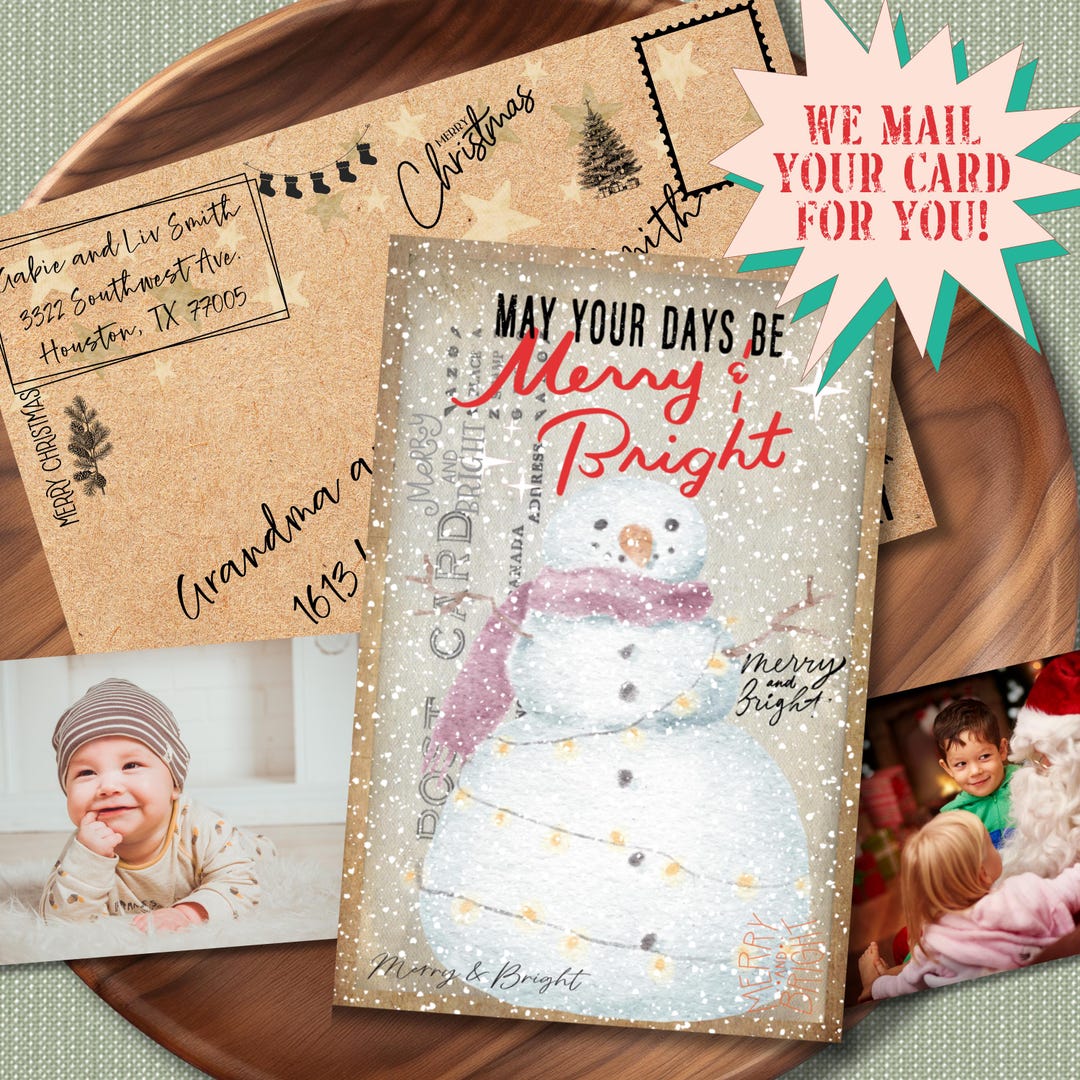 Mail a Real Christmas Card Cute Retro Christmas Card Vintage Design ...