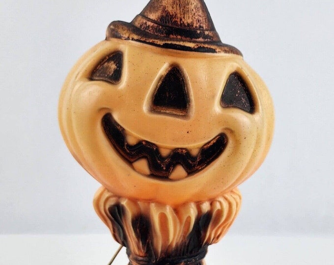 1969 Empire Halloween Blow Mold Jack-o-lantern on Hay Stack Pumpkin ...