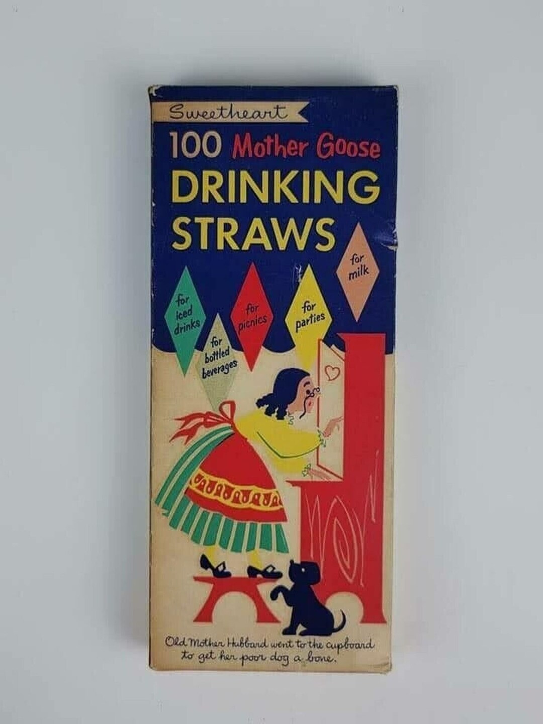 Vintage Full Box 100 Paper Drinking Straws Mother Goose Peter Peter ...