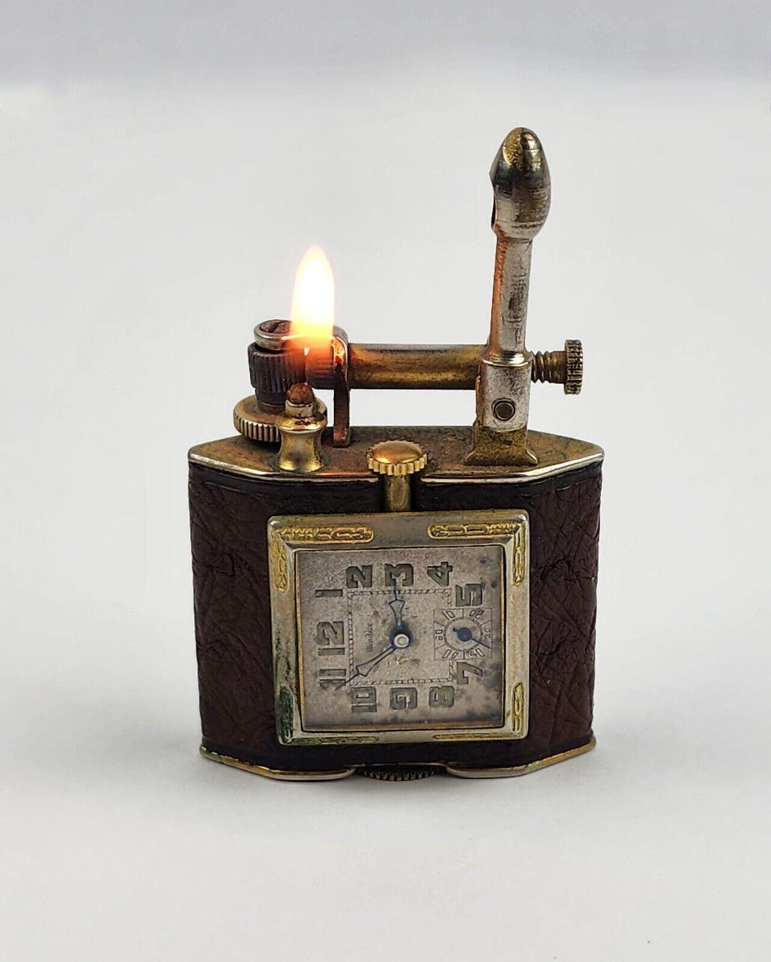 Art Deco Leather Triangle Cigarette Lighter Windsor Watch clock Not ...