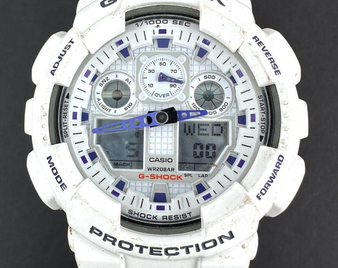 Casio G-shock Protection WR20BAR White / Blue Works Great -new Battery ...