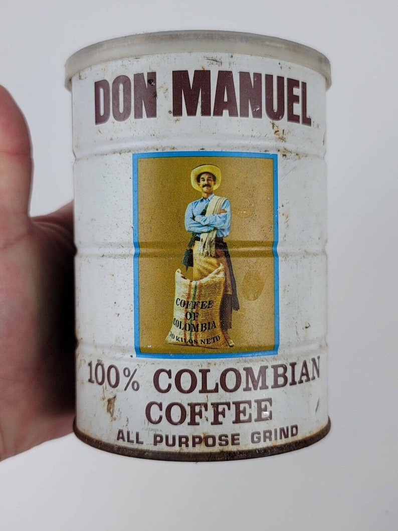 Vintage Don Manuel 100% Colombian Coffee 1 Lb Can All Purpose Grind ...