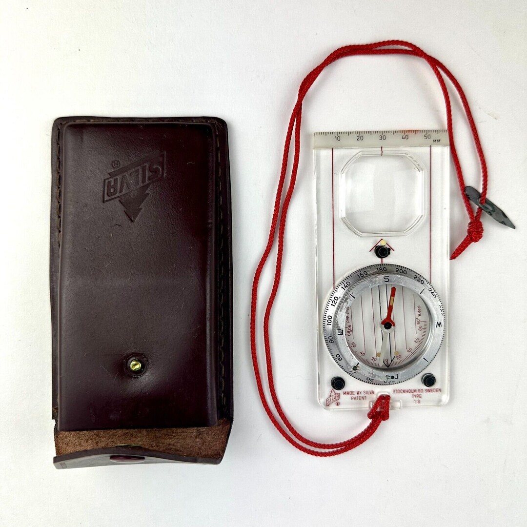 Vntg SILVA Type 1S Compass Red Letters White Dial Stockholm Sweden ...