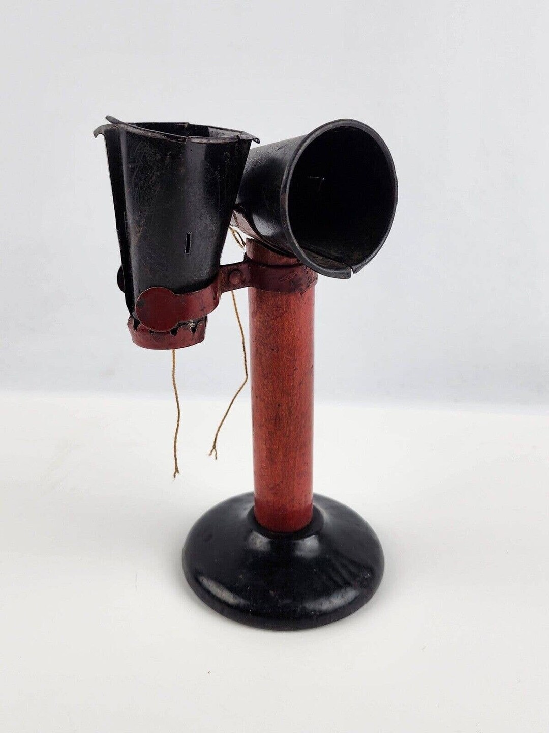 Vintage Candlestick Telephone Toy Wooden & Tin Home Telephone Home Made ...