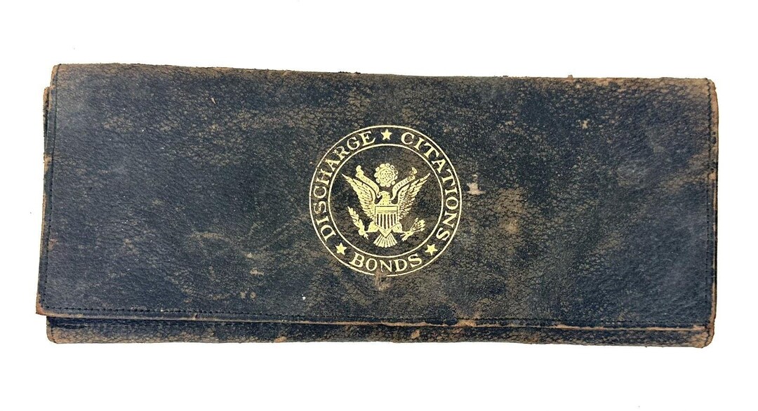 Vtg Black Leather W Gold Seal Folio Trifold - Discharge * Citations ...