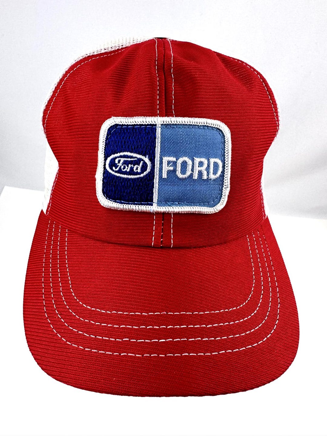 Rare Vintage Ford Trucker Hat Cap Red W/ White Mesh Back Snapback 7 1/4 ...
