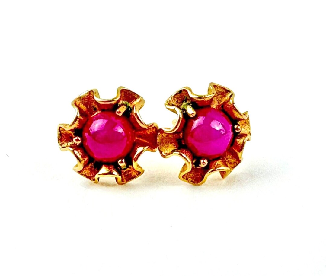 Anson Karatclad Synthetic Ruby Earrings Good Over Carat Clad 3/8 1.3g ...