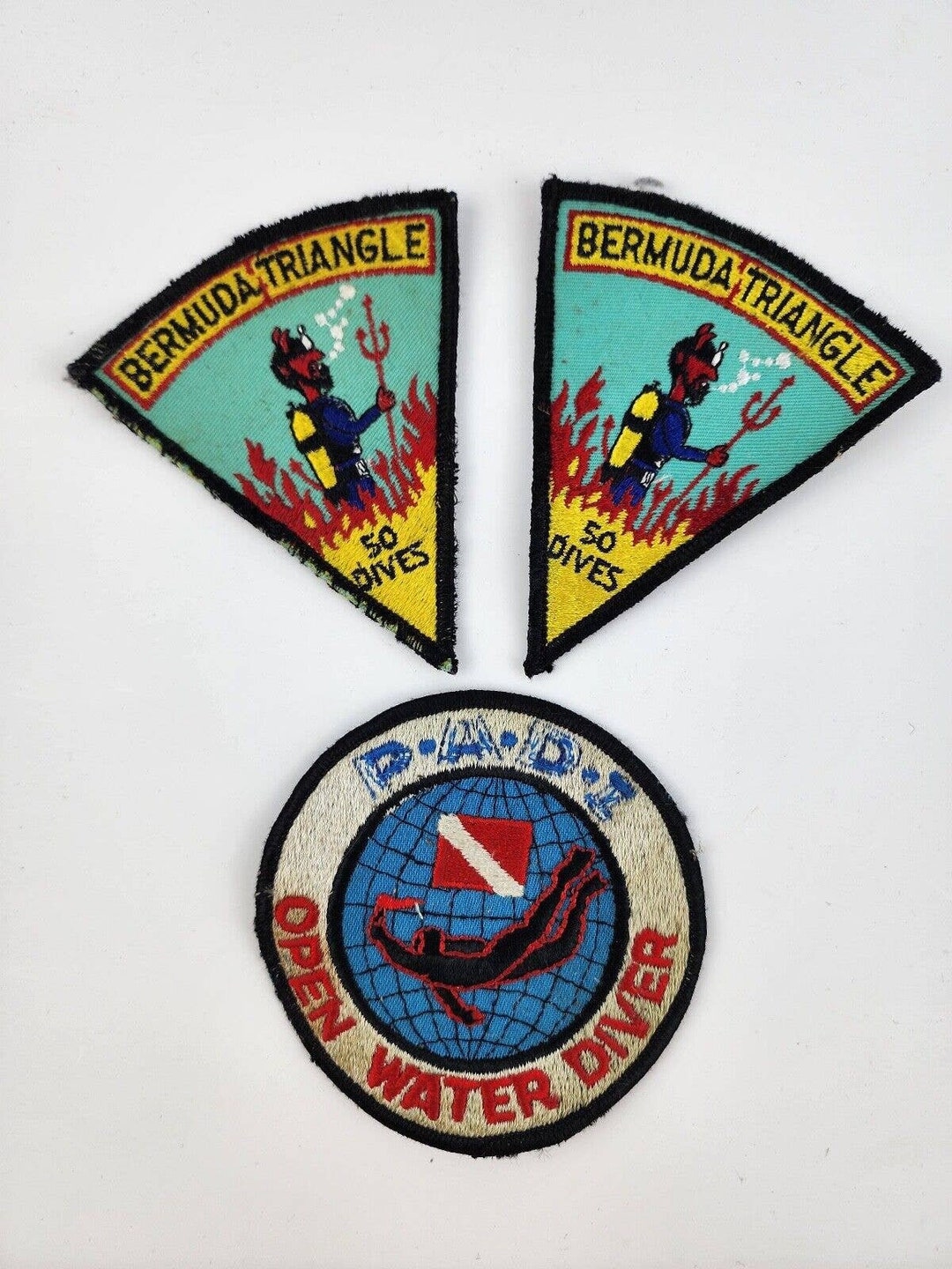 Bermuda Triangle Embroidered Patch Lot 2x 50 Dives Devil & Open Water Diver - Etsy