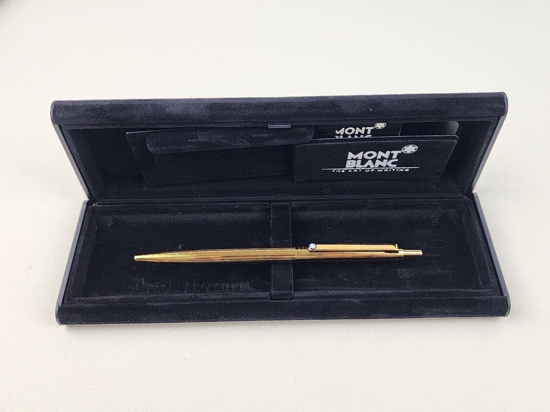 Vintage Authentic Montblanc Push Button Gold Plated Pen W/ Box ...