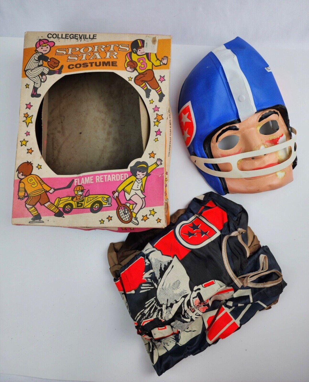 Vintage Collegeville Big Jim Football Player Halloween Costume Mask ...