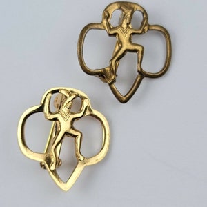 Lot of 4 Vintage Gold Brownie Girl Scout Membership Pins, World ...