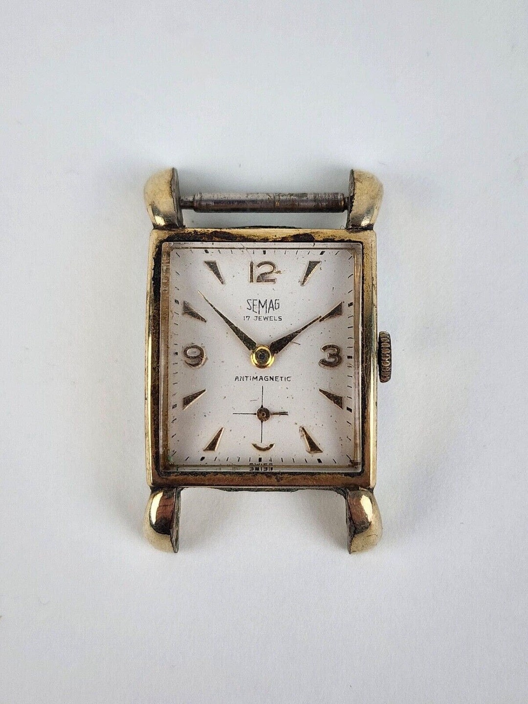 Vintage Semag Tank Watch W Crosshair Second Hand 17j Wind-up Working ...