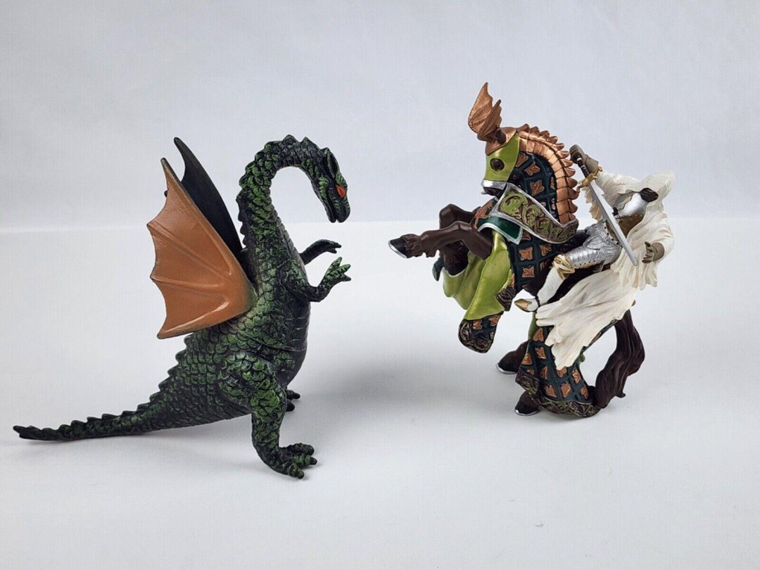 Papo Action Figure Lot Ghost Rider Swordsman W/ Medieval Horse & Dragon ...