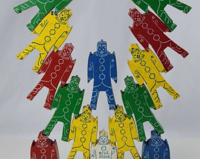 Bill Ding Blocks Balancing Building 14 Vintage Wood Stacking Men 4.5 ...