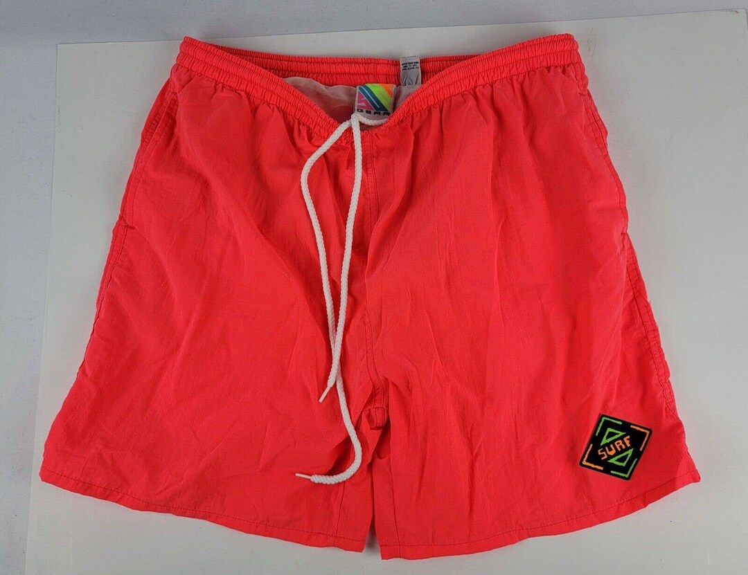 Vintage 1990's Surf Gear Swimming Trunks Shorts Neon Pink Day Glow Men ...