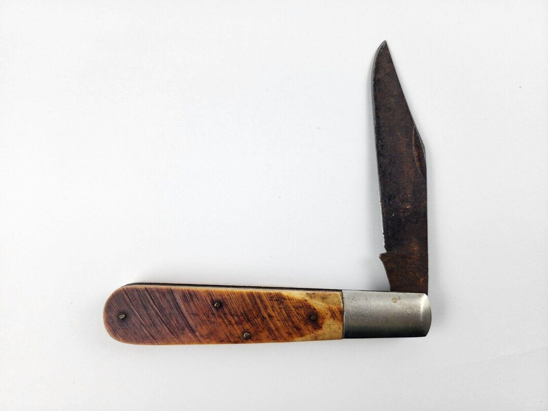 Sabre Japan Large Single Blade Pocket Knife Orange Stag Style Handle 9 ...