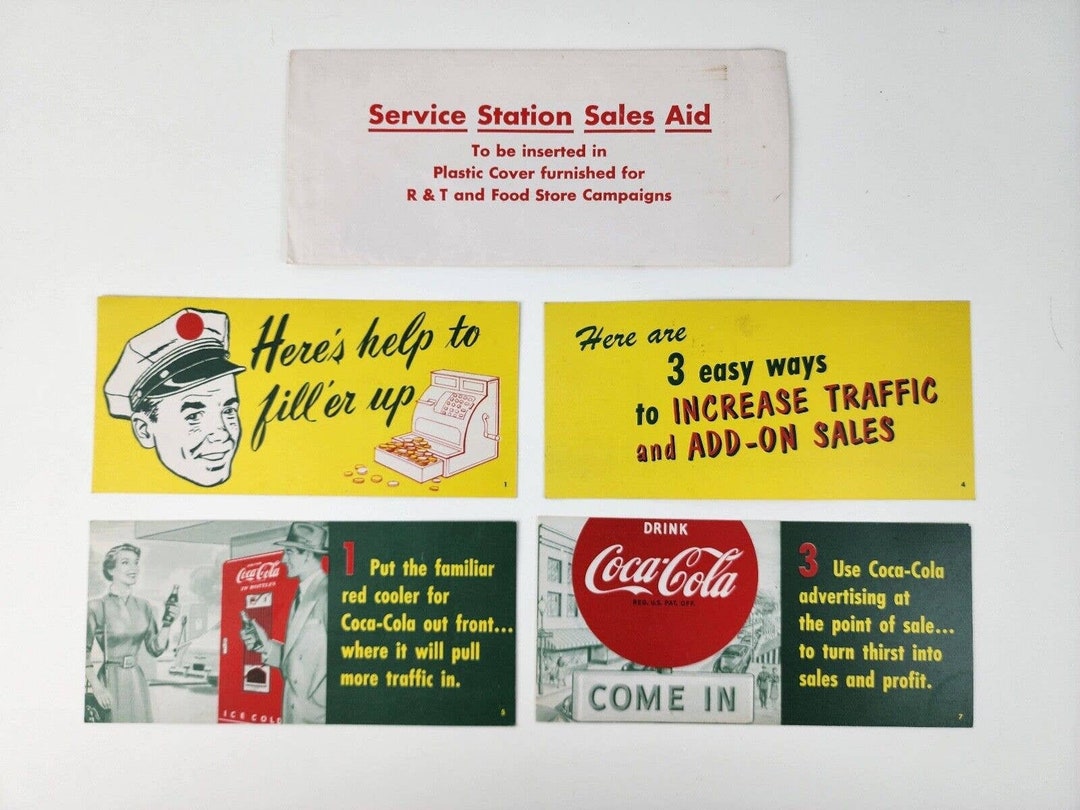 Vintage 1950's Coca-cola Service Station Sales Aid Cardboard Training ...