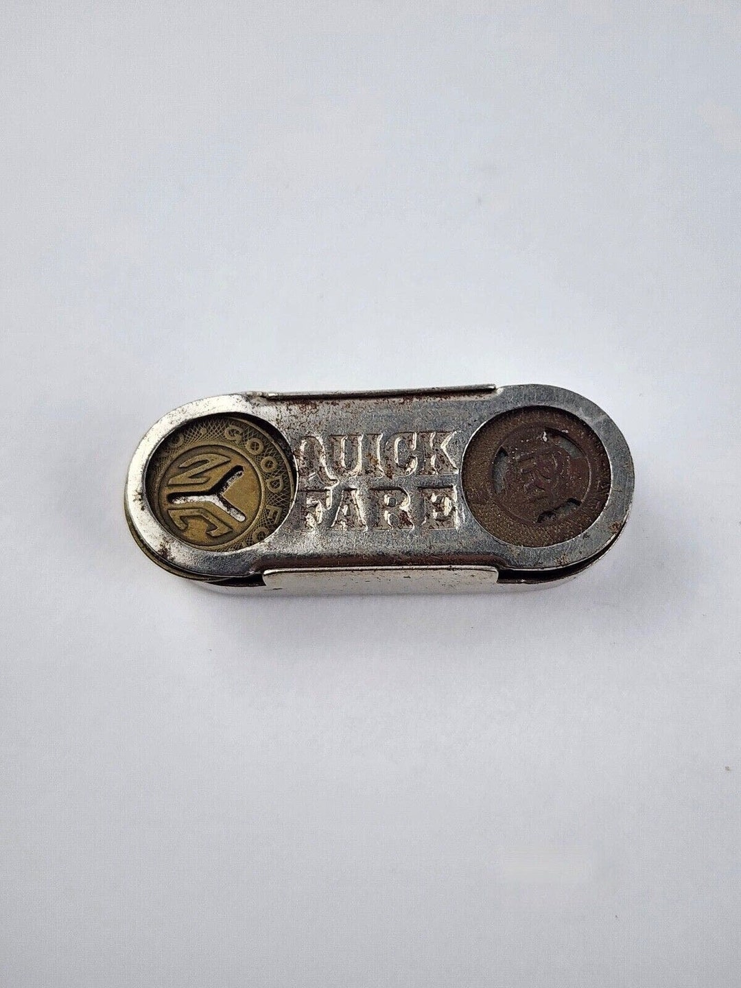 Vintage Quick Fare Double Bus Token Holder W/ NYC & Philadelphia Tokens ...
